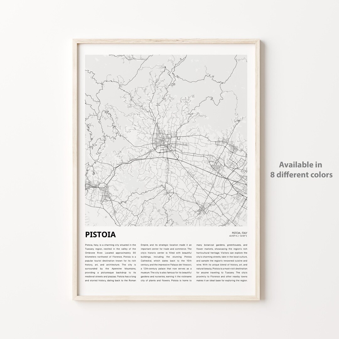 Pistoia Map Print, Pistoia Travel Map, Pistoia Wall Decor Art, Pistoia ...