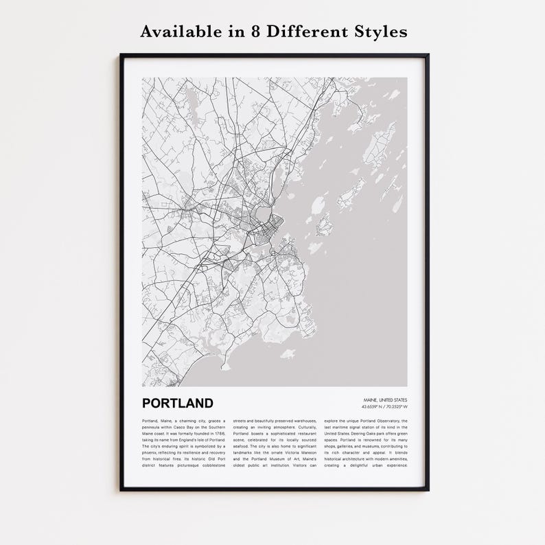 Portland Map Print, Portland Travel Map, Portland Wall Decor Art ...