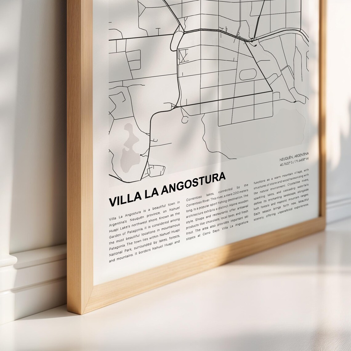 Villa La Angostura Map Print, Villa La Angostura Travel Map, Villa La ...