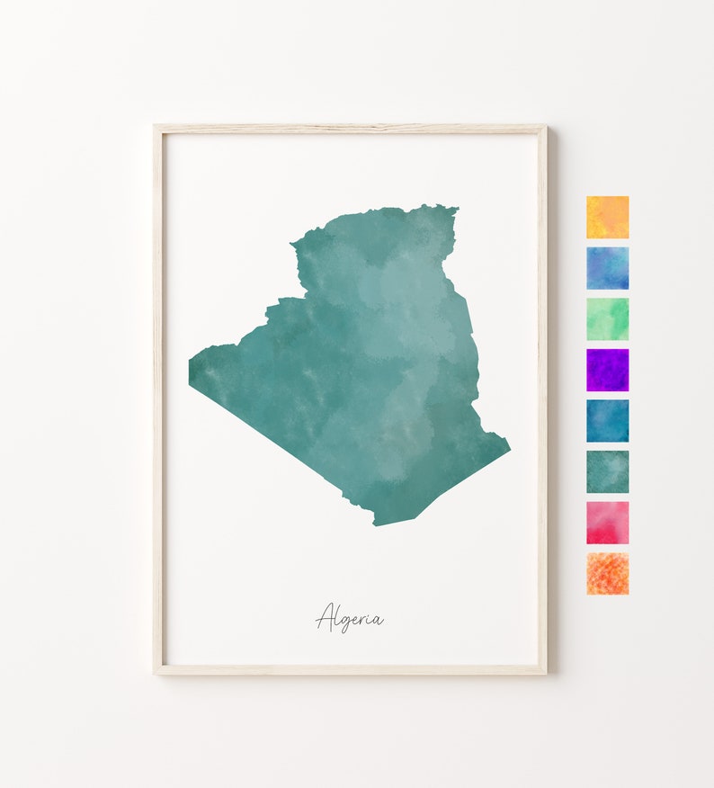 Algeria Watercolor Map, Algeria Pastel Print, Algeria Minimal Map ...