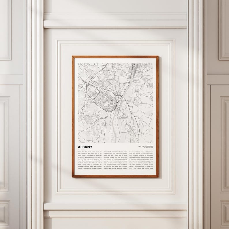 Albany Map Print, Albany Travel Map, Albany Wall Decor Art, Albany New ...