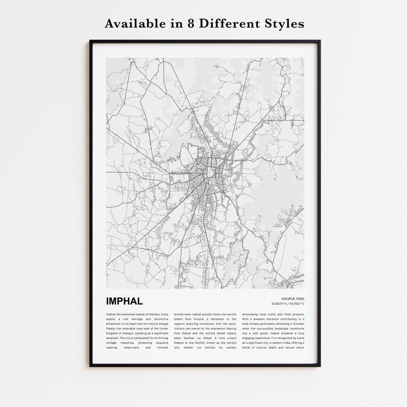 Imphal Map Print, Imphal Travel Map, Imphal Wall Decor Art, Imphal ...
