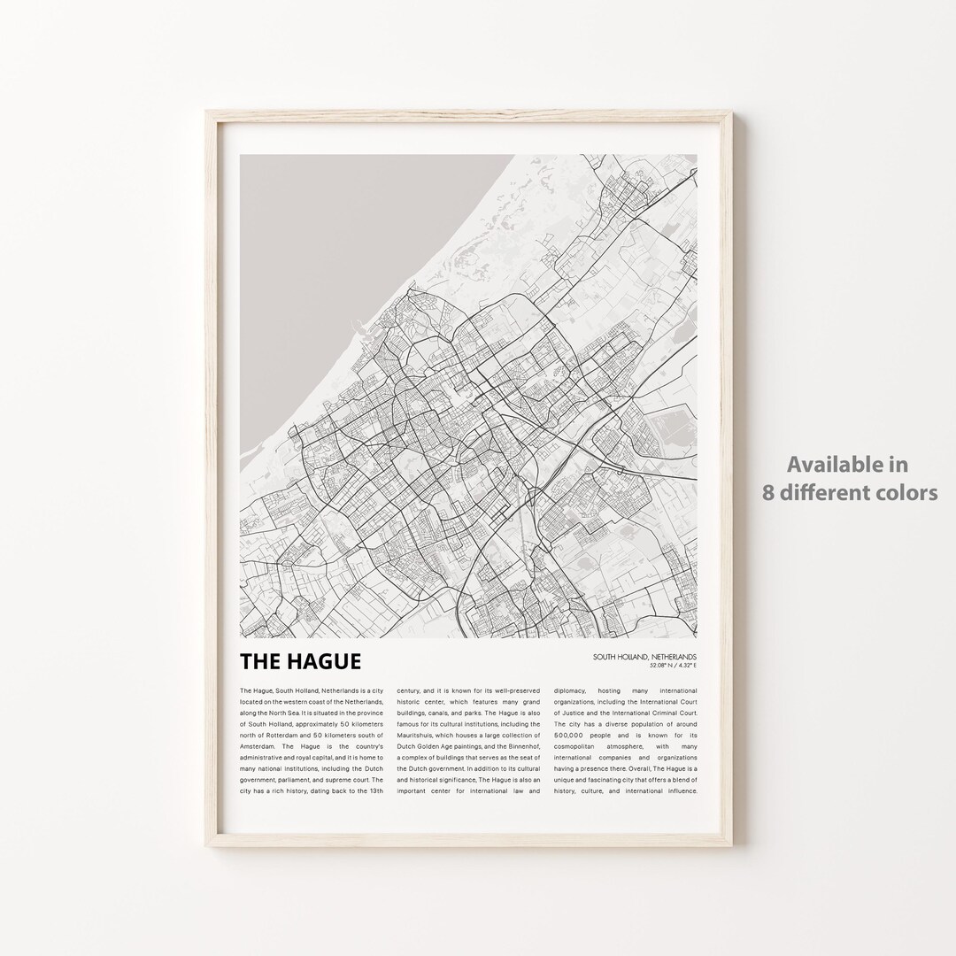 The Hague Map Print, the Hague Travel Map, the Hague Wall Decor Art ...