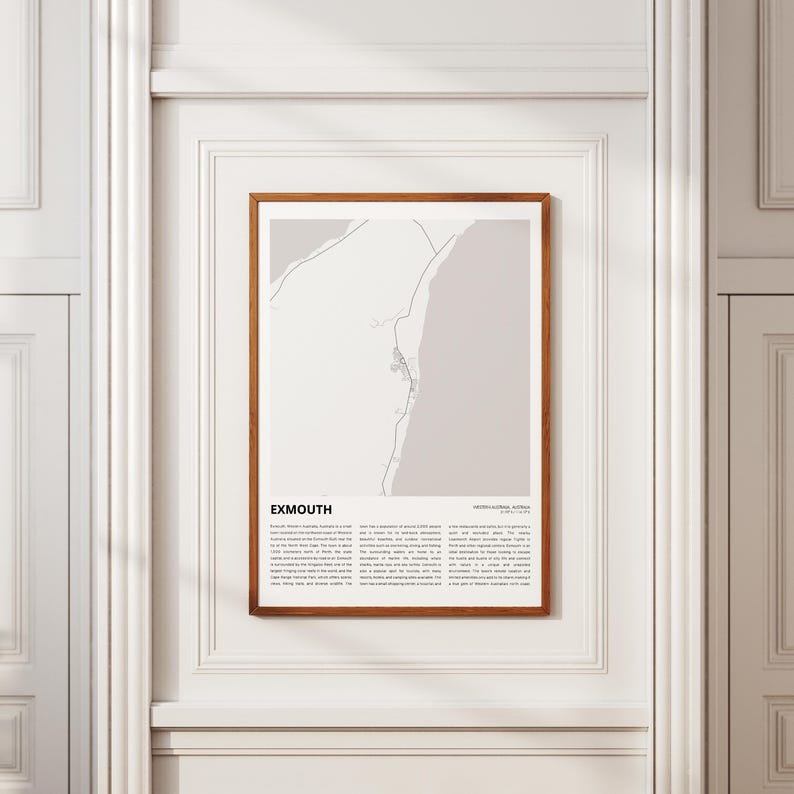 Exmouth Map Print, Exmouth Travel Map, Exmouth Wall Decor Art, Exmouth ...