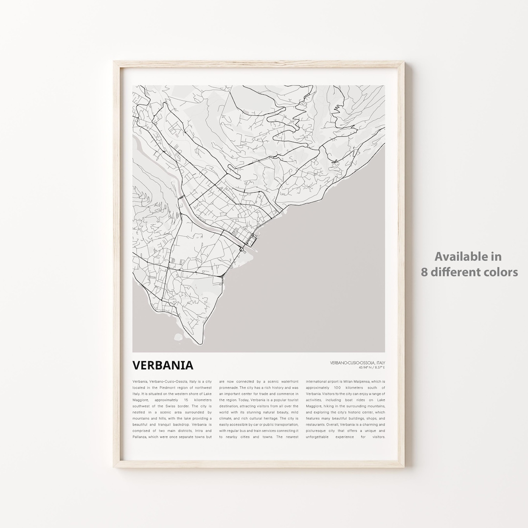 Verbania Map Print, Verbania Travel Map, Verbania Wall Decor Art ...