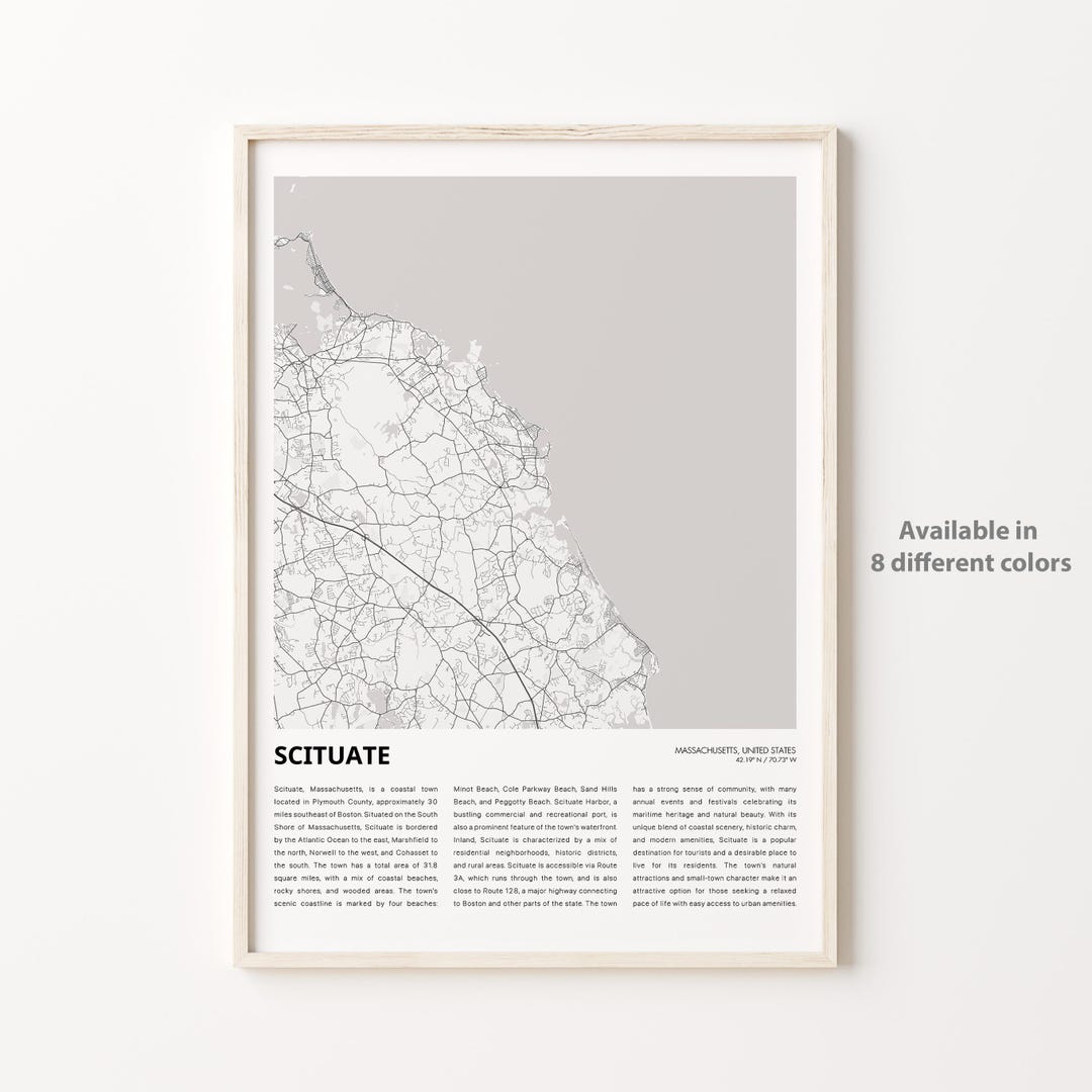 Scituate Map Print, Scituate Travel Map, Scituate Wall Decor Art ...