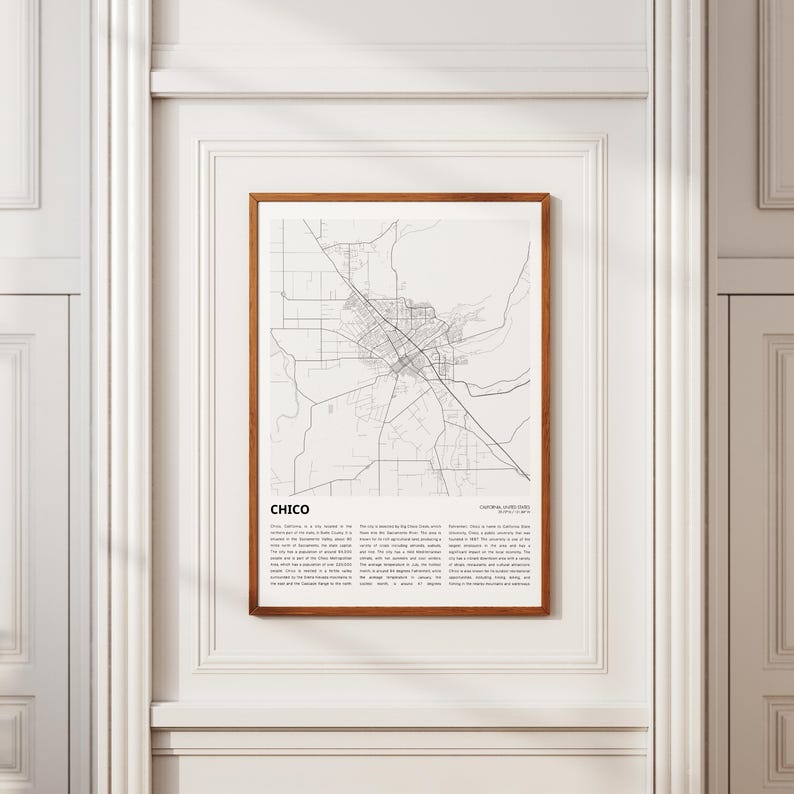 Chico Map Print, Chico Travel Map, Chico Wall Decor Art, Chico ...
