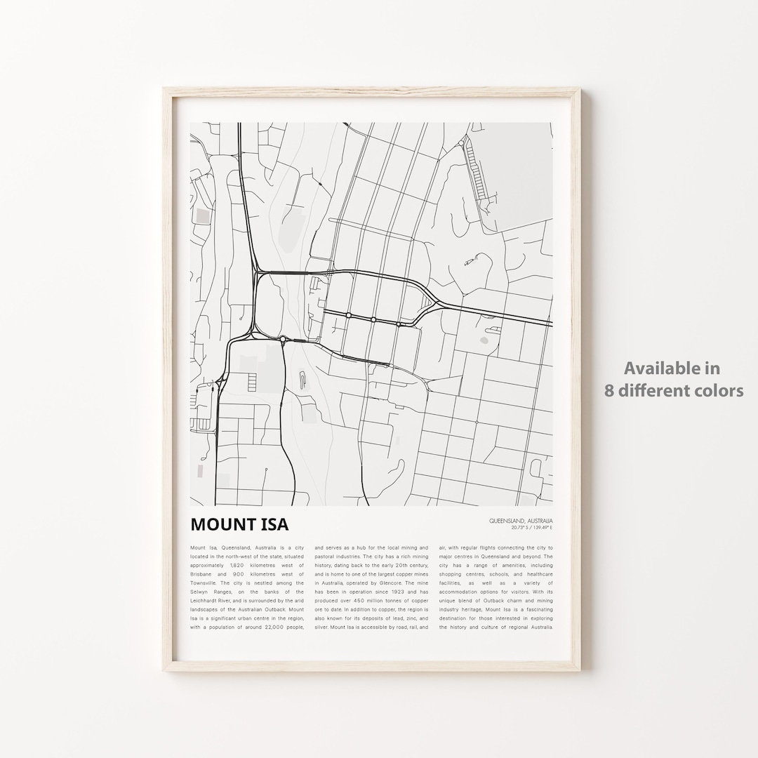 Mount Isa Map Print, Mount Isa Travel Map, Mount Isa Wall Decor Art ...