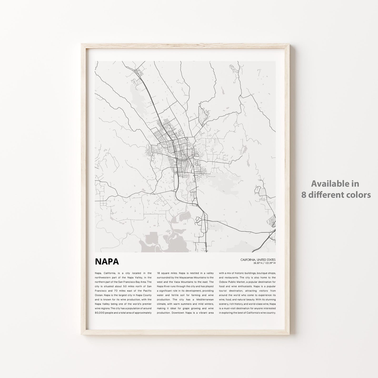 Napa Map Print, Napa Travel Map, Napa Wall Decor Art, Napa California ...