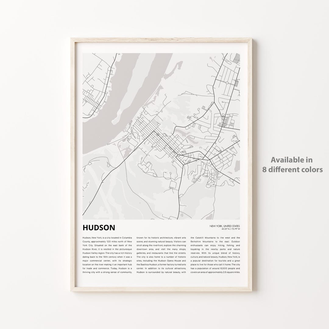 Hudson Map Print, Hudson Travel Map, Hudson Wall Decor Art, Hudson New ...