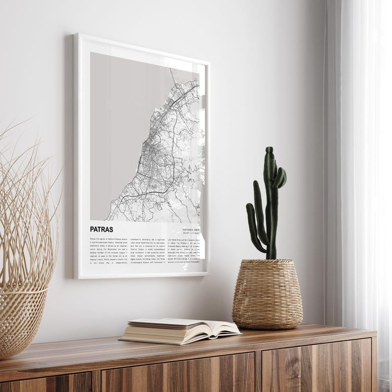 Patras Map Print, Patras Travel Map, Patras Wall Decor Art, Patras West ...