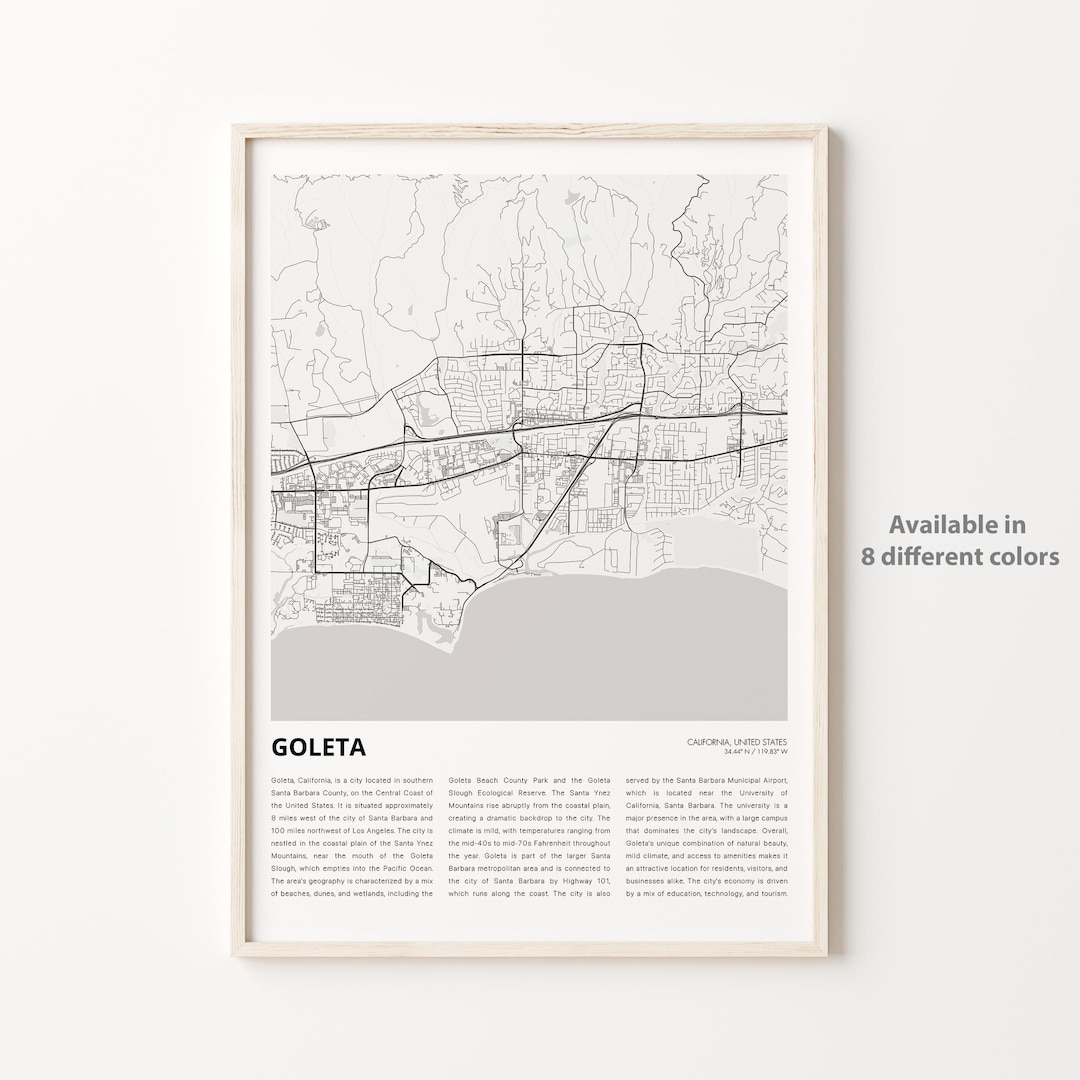 Goleta Map Print, Goleta Travel Map, Goleta Wall Decor Art, Goleta ...