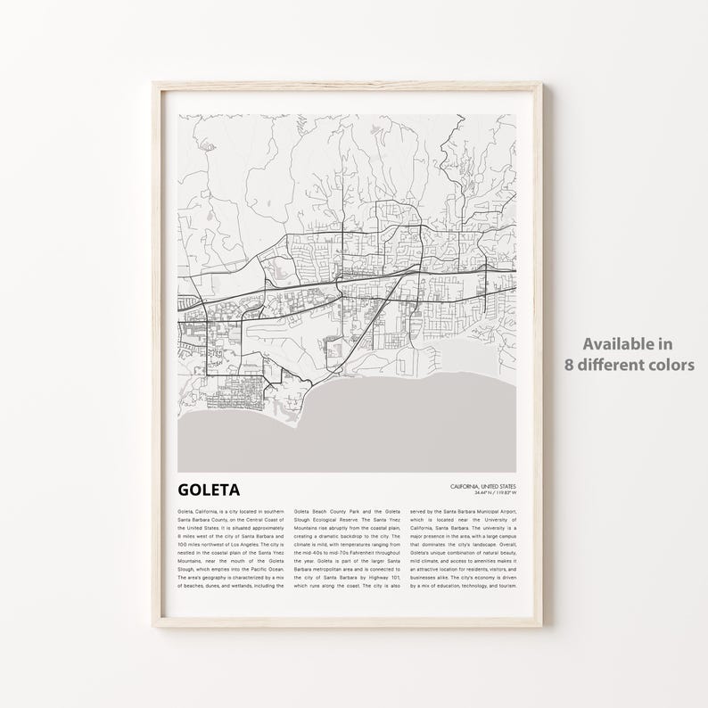 Goleta Map Print, Goleta Travel Map, Goleta Wall Decor Art, Goleta ...