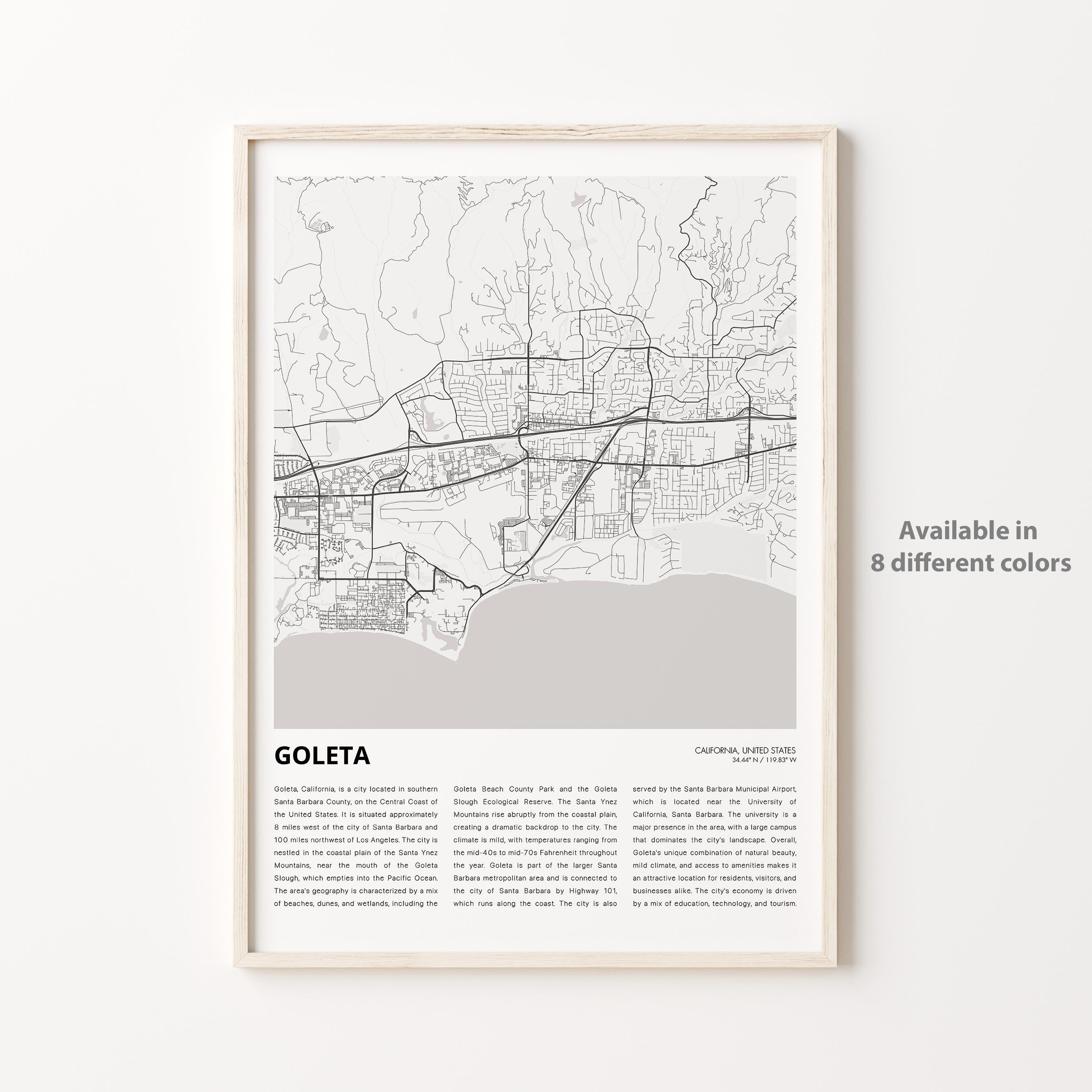 Goleta Map Print, Goleta Travel Map, Goleta Wall Decor Art, Goleta ...