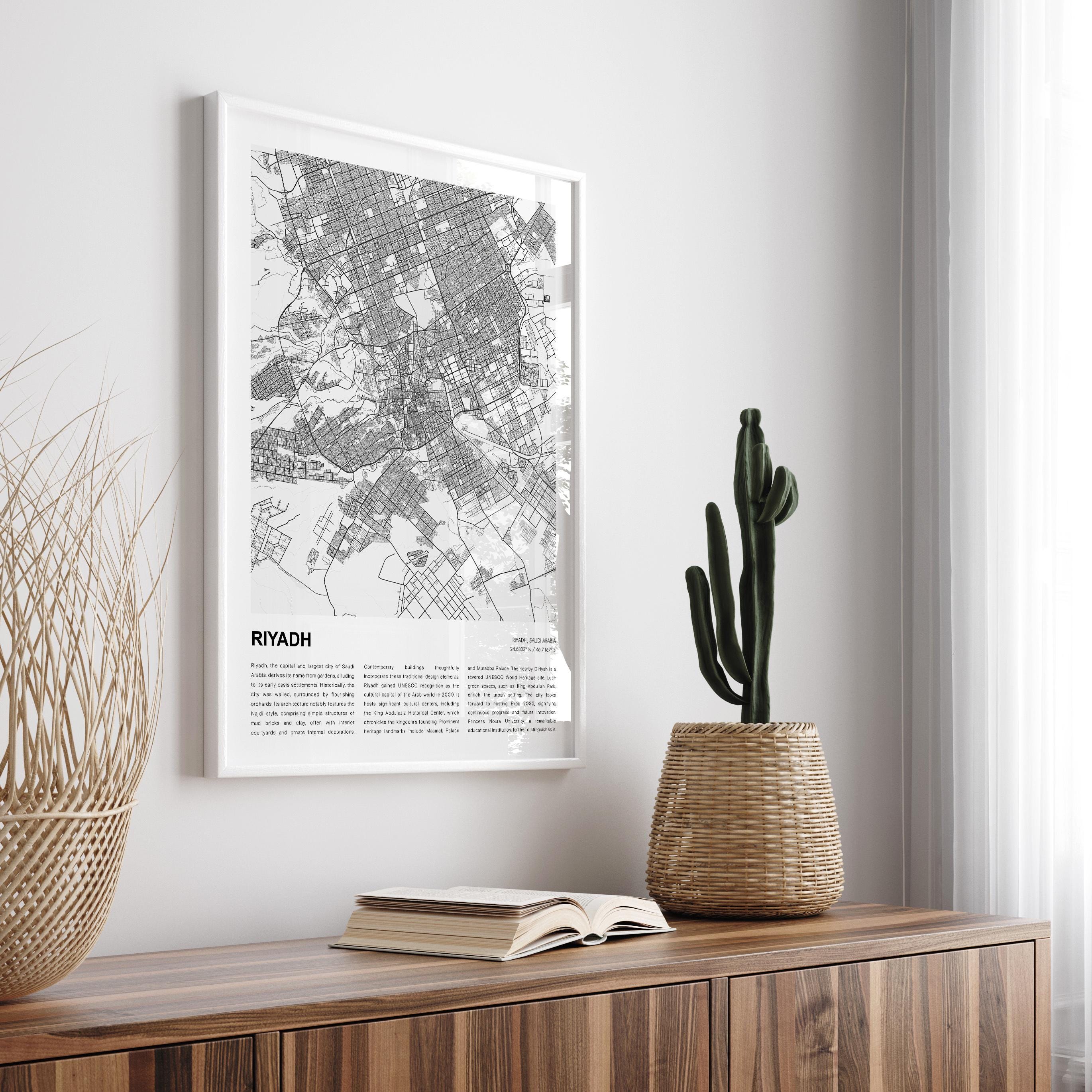 Riyadh Map Print, Riyadh Travel Map, Riyadh Wall Decor Art, Riyadh ...
