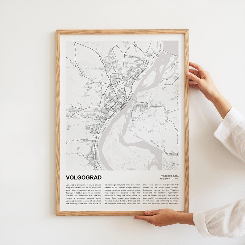 Volgograd Map Print, Volgograd Travel Map, Volgograd Wall Decor Art ...