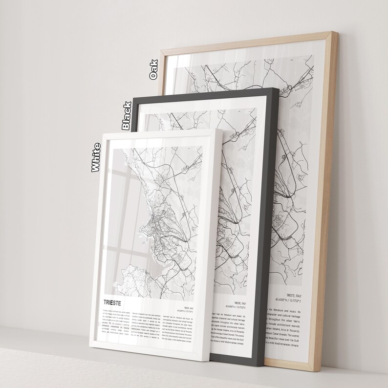 Trieste Map Print, Trieste Travel Map, Trieste Wall Decor Art, Trieste ...