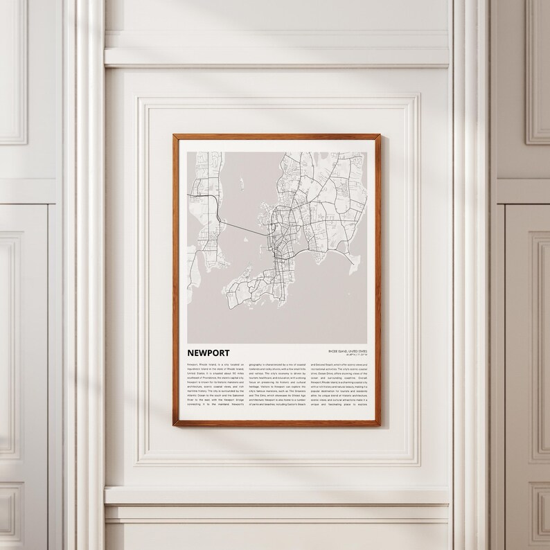 Newport Map Print, Newport Travel Map, Newport Wall Decor Art, Newport Rhode Island ...