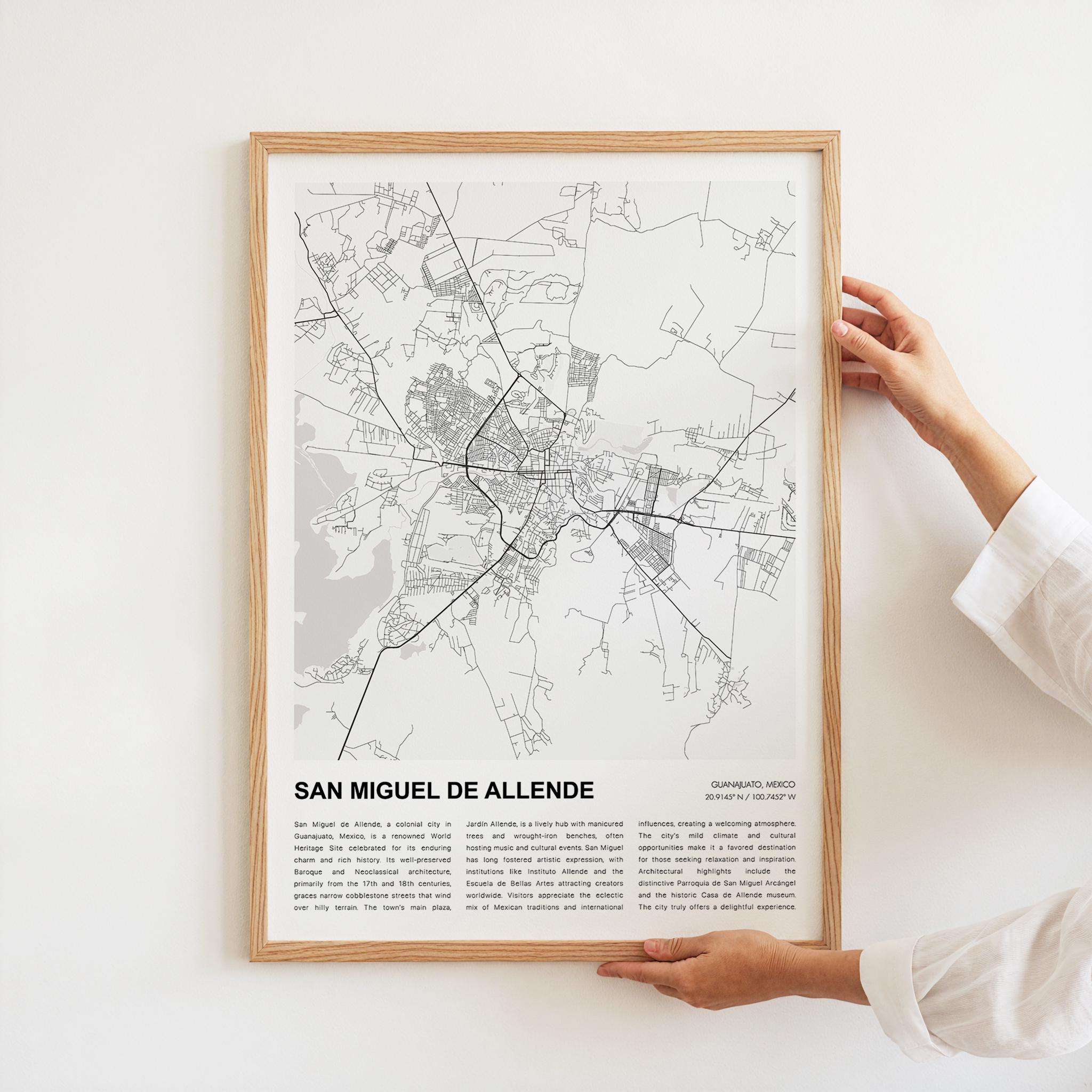San Miguel De Allende Map Print, San Miguel De Allende Travel Map, San ...