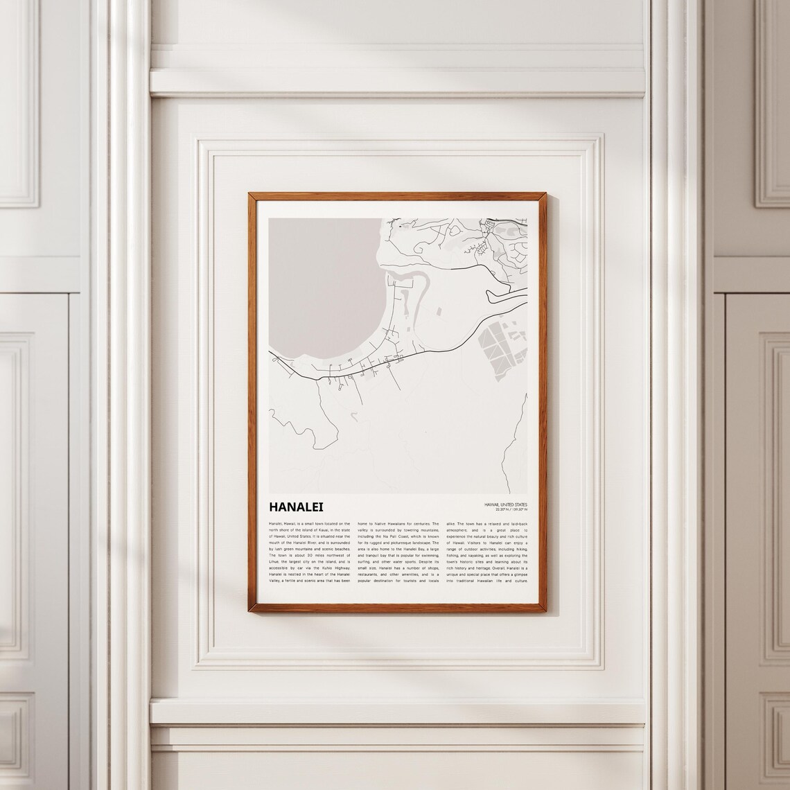 Hanalei Map Print, Hanalei Travel Map, Hanalei Wall Decor Art, Hanalei ...