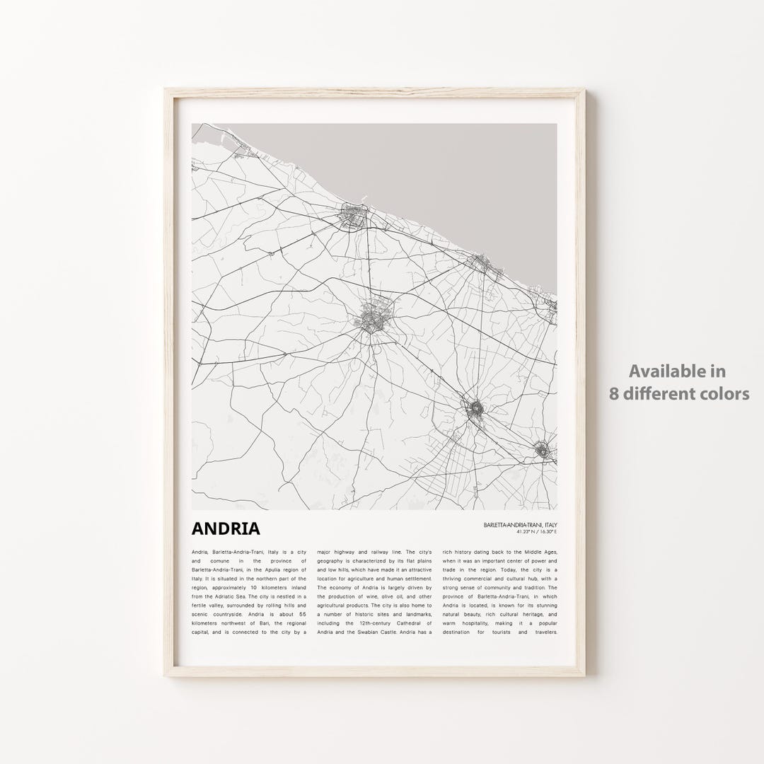 Andria Map Print, Andria Travel Map, Andria Wall Decor Art, Andria ...