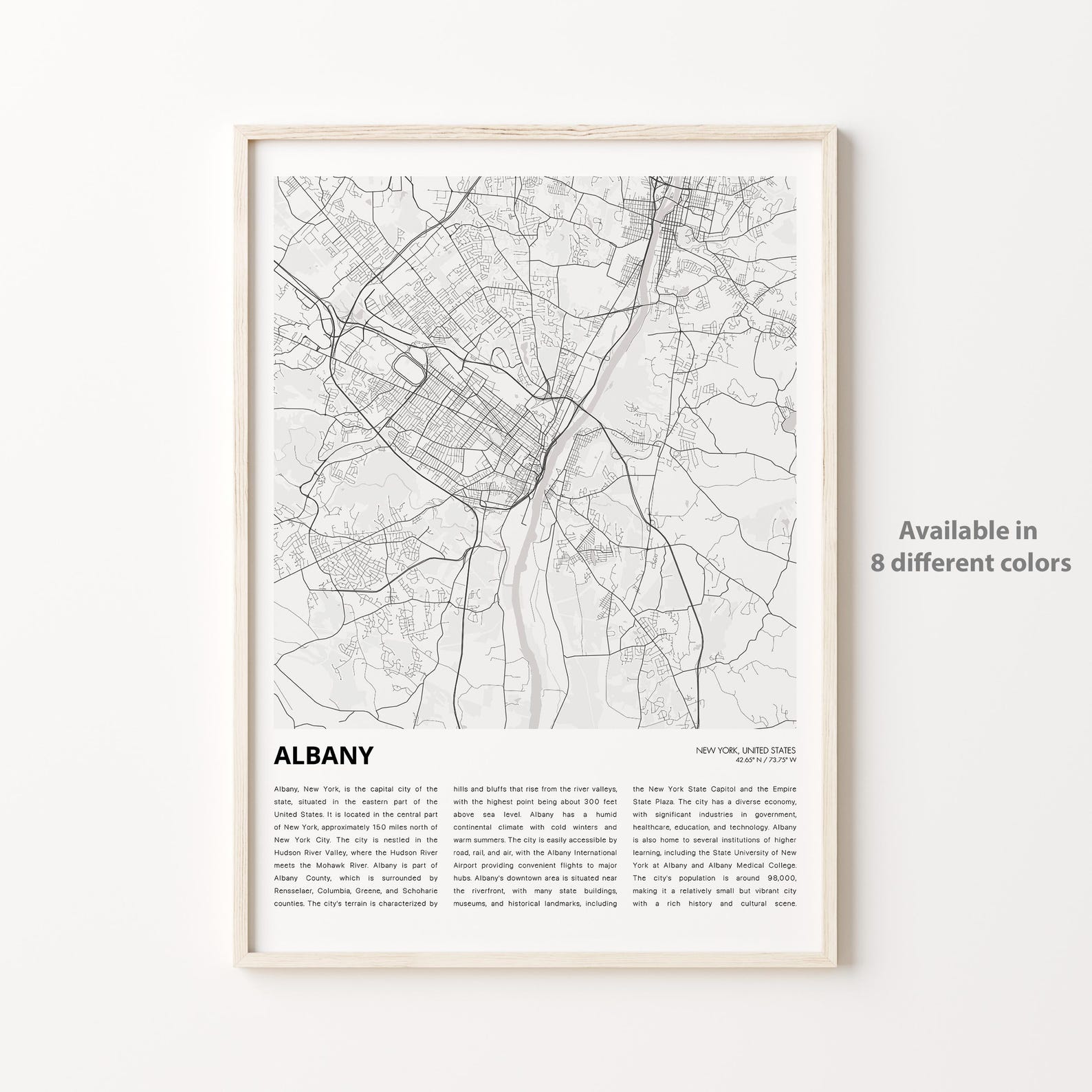 Albany Map Print, Albany Travel Map, Albany Wall Decor Art, Albany New ...