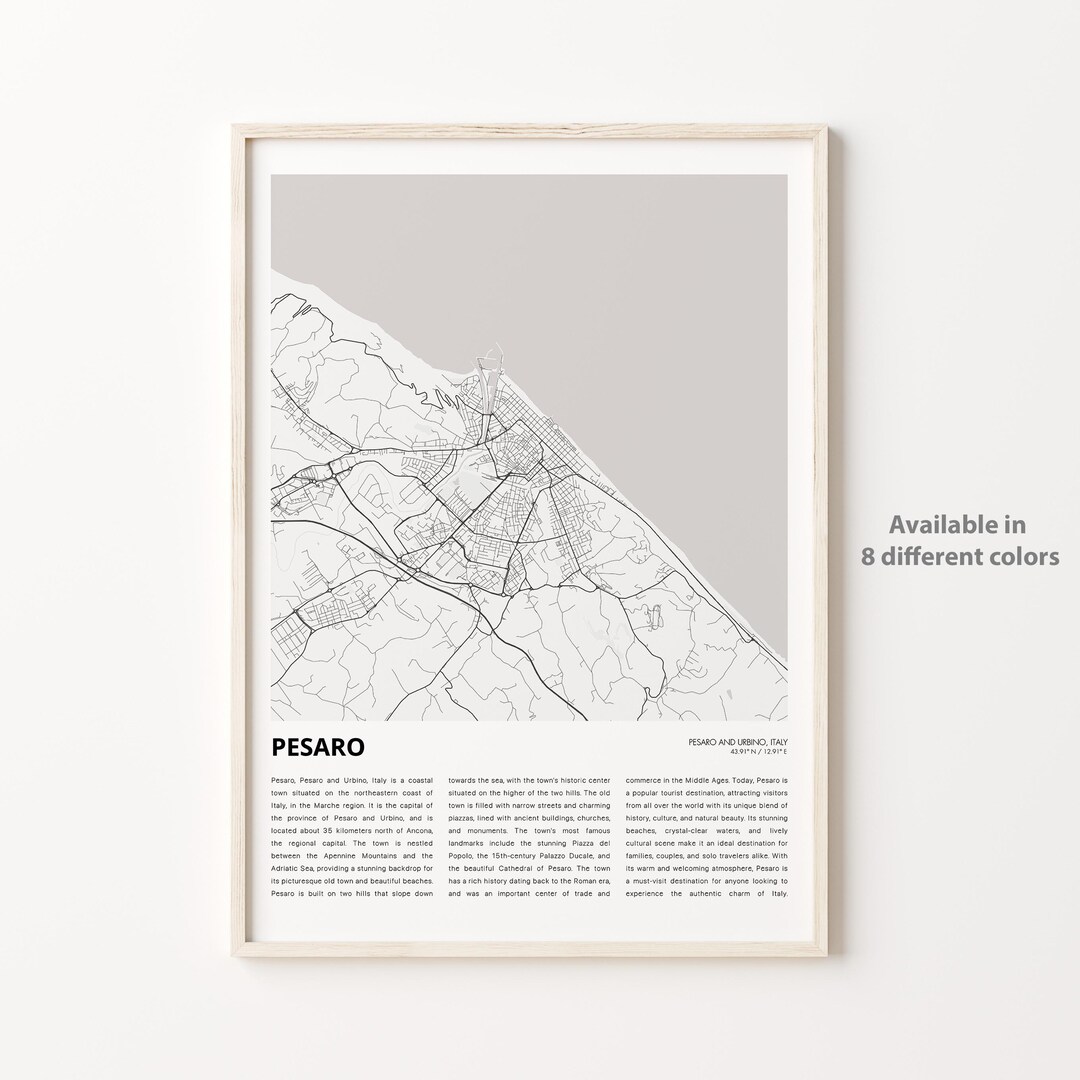 Pesaro Map Print, Pesaro Travel Map, Pesaro Wall Decor Art, Pesaro ...