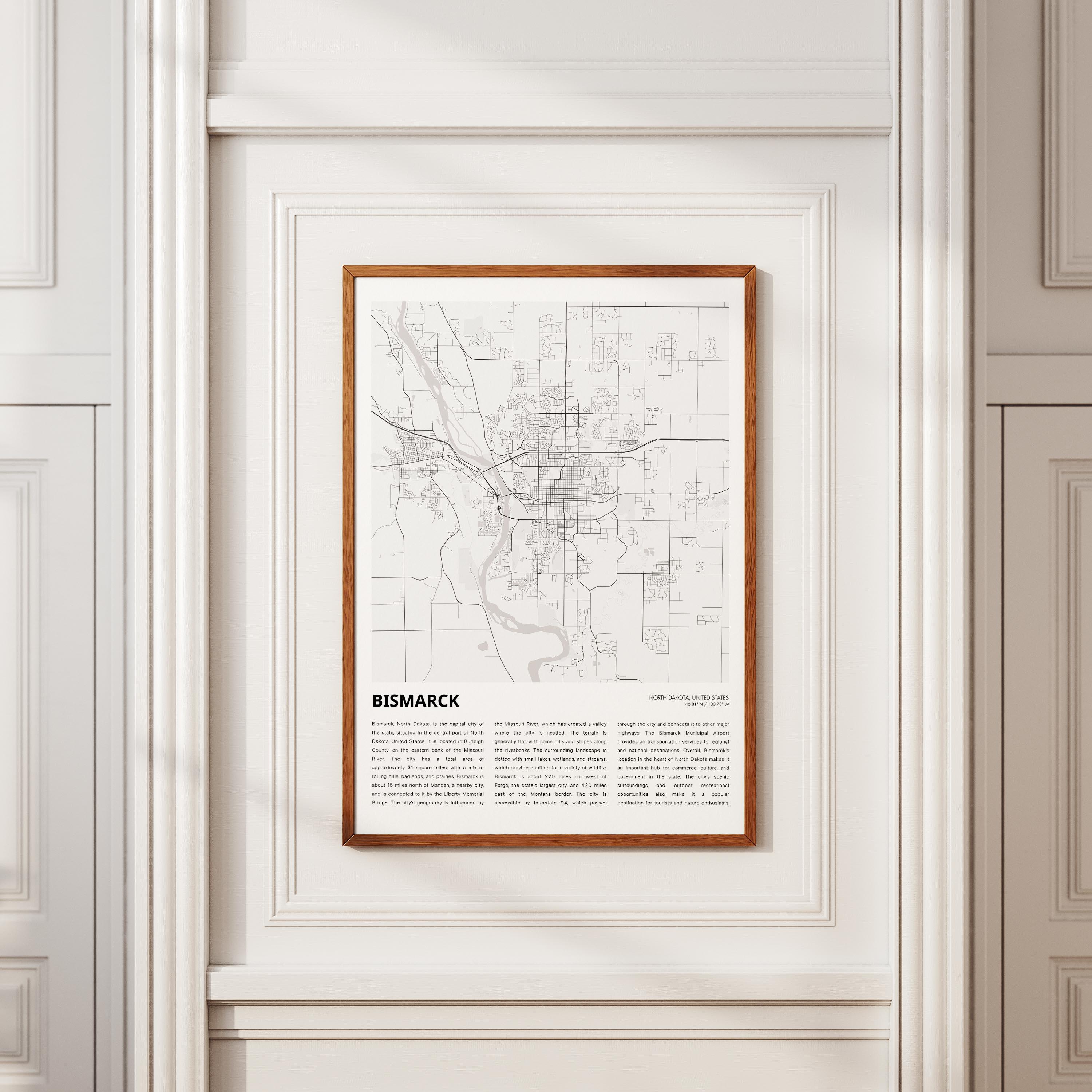 Bismarck Map Print, Bismarck Travel Map, Bismarck Wall Decor Art ...