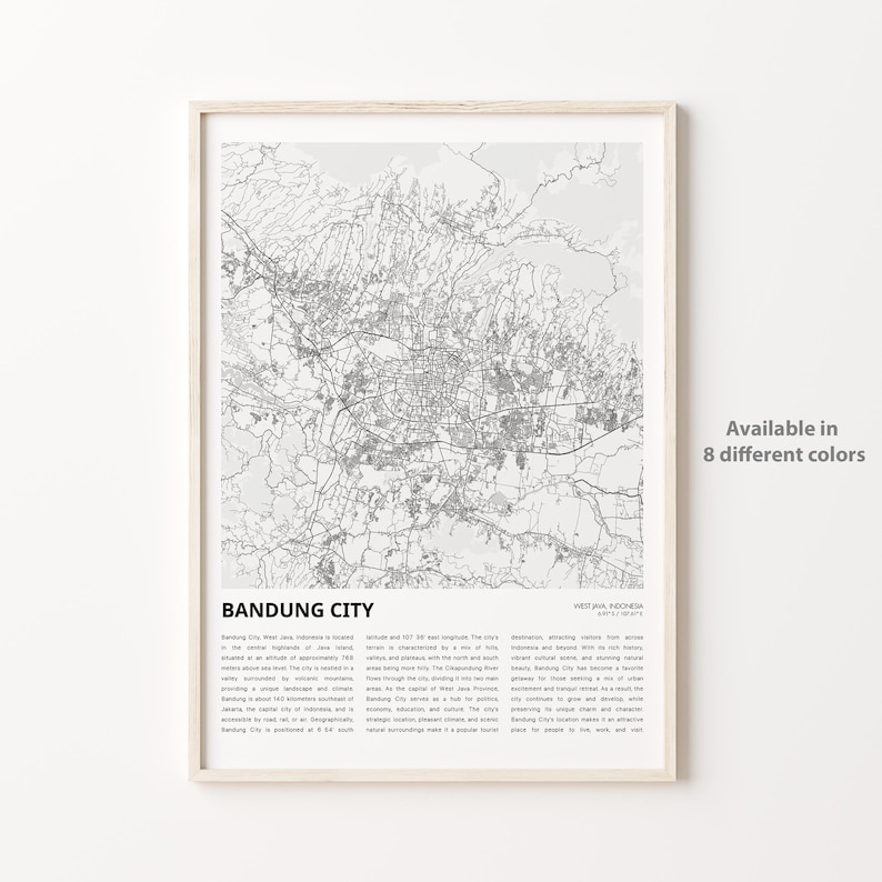 Bandung City Map Print, Bandung City Travel Map, Bandung City Wall ...
