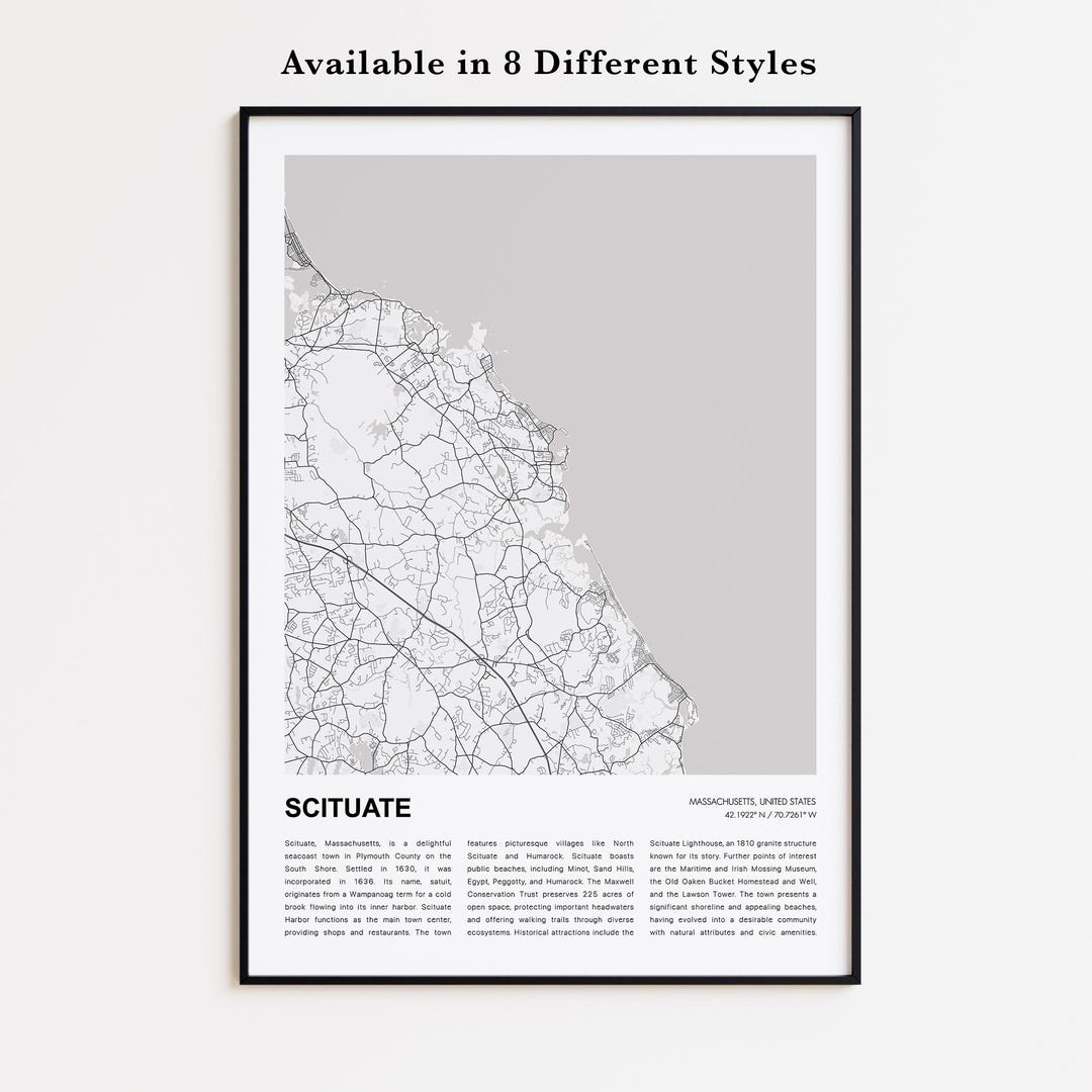 Scituate Map Print, Scituate Travel Map, Scituate Wall Decor Art ...