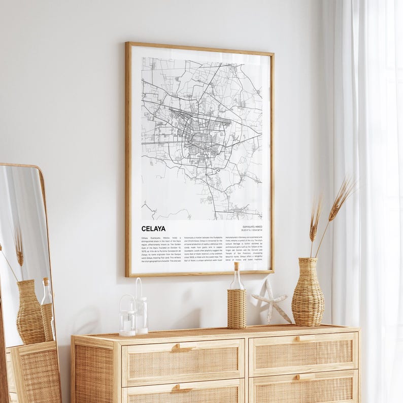 Celaya Map Print, Celaya Travel Map, Celaya Wall Decor Art, Celaya ...