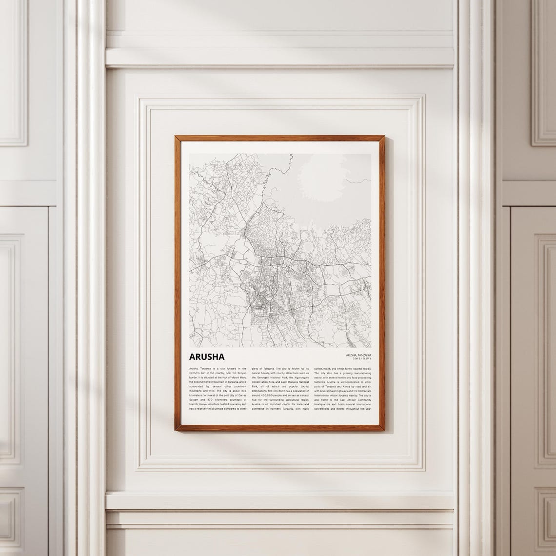 Arusha Map Print, Arusha Travel Map, Arusha Wall Decor Art, Arusha ...
