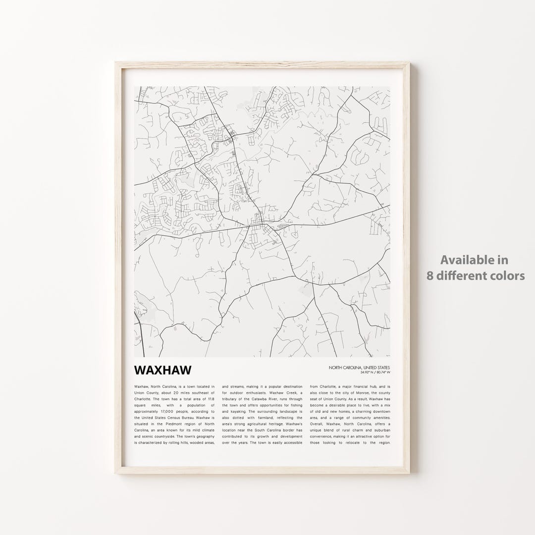 Waxhaw Map Print, Waxhaw Travel Map, Waxhaw Wall Decor Art, Waxhaw ...