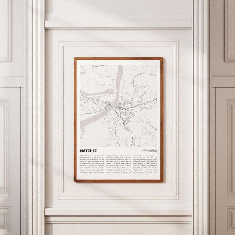 Natchez Map Print, Natchez Travel Map, Natchez Wall Decor Art, Natchez ...
