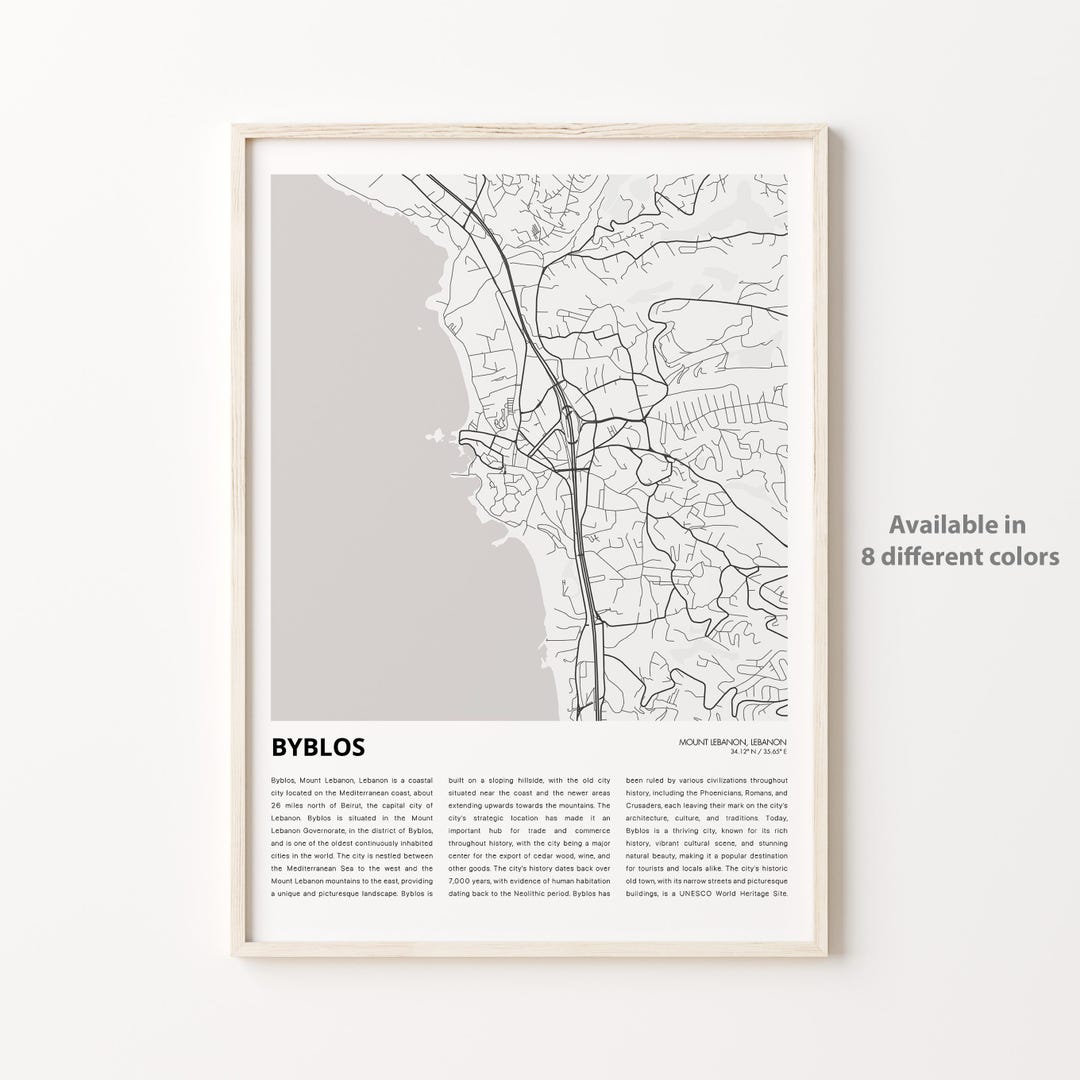 Byblos Map Print, Byblos Travel Map, Byblos Wall Decor Art, Byblos ...