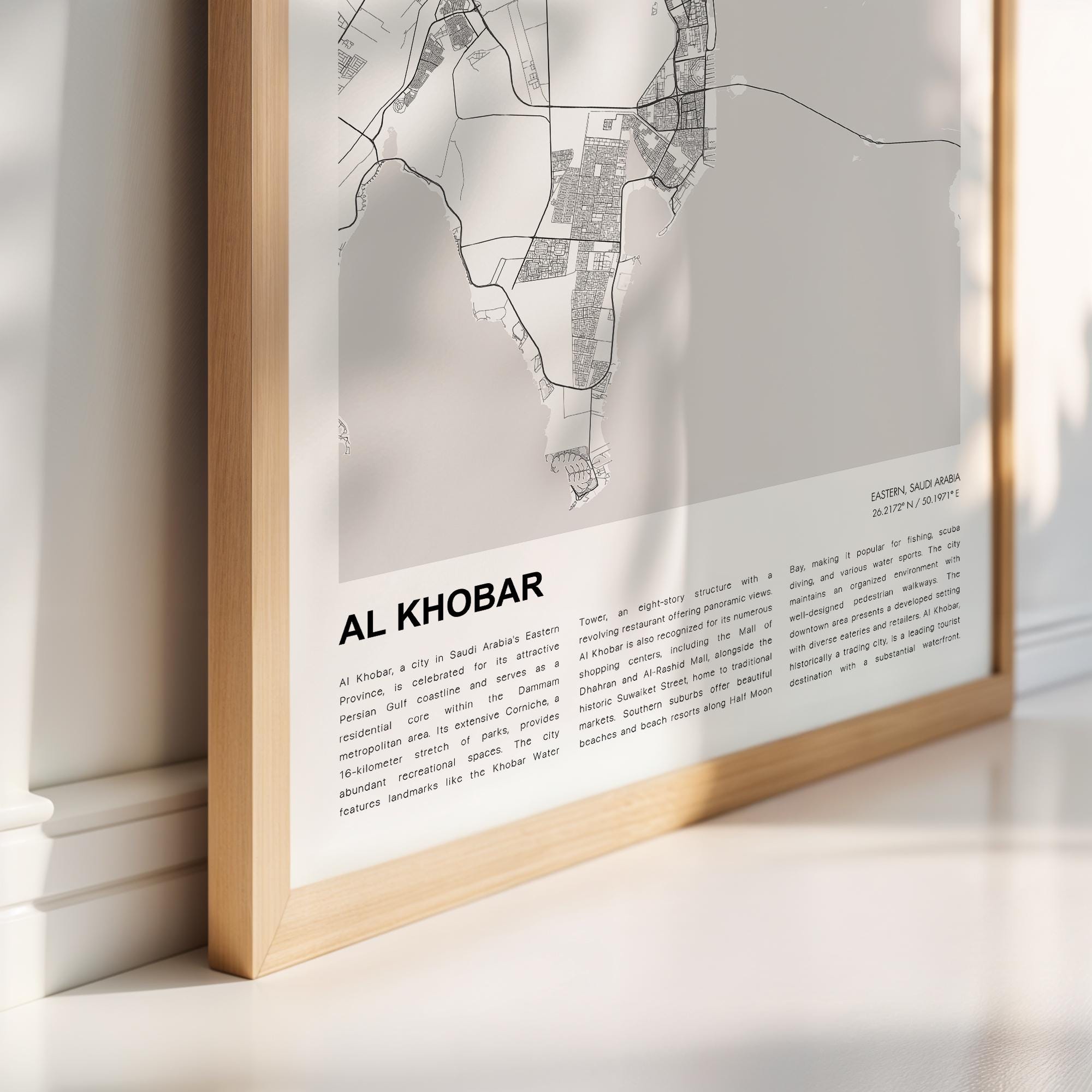 Al Khobar Map Print, Al Khobar Travel Map, Al Khobar Wall Decor Art, Al ...