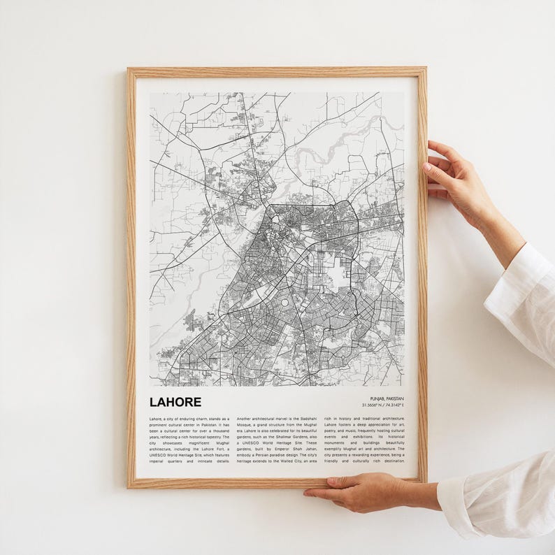 Lahore Map Print, Lahore Travel Map, Lahore Wall Decor Art, Lahore ...