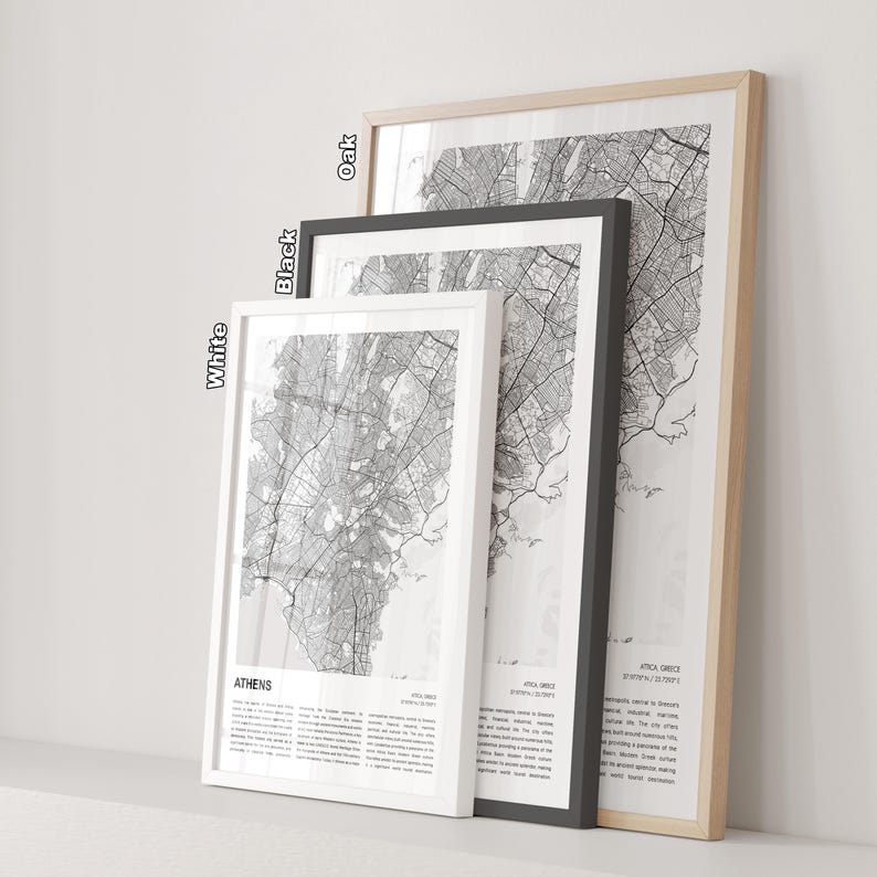 Athens Map Print, Athens Travel Map, Athens Wall Decor Art, Athens ...