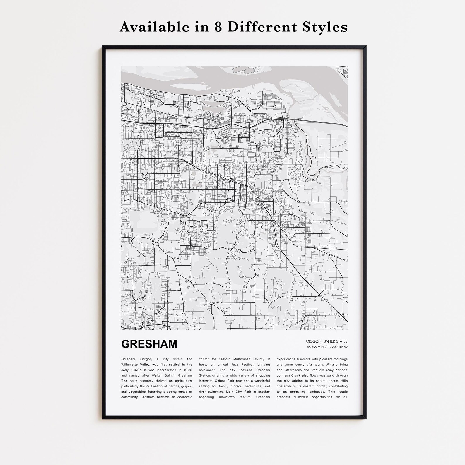 Gresham Map Print, Gresham Travel Map, Gresham Wall Decor Art, Gresham ...
