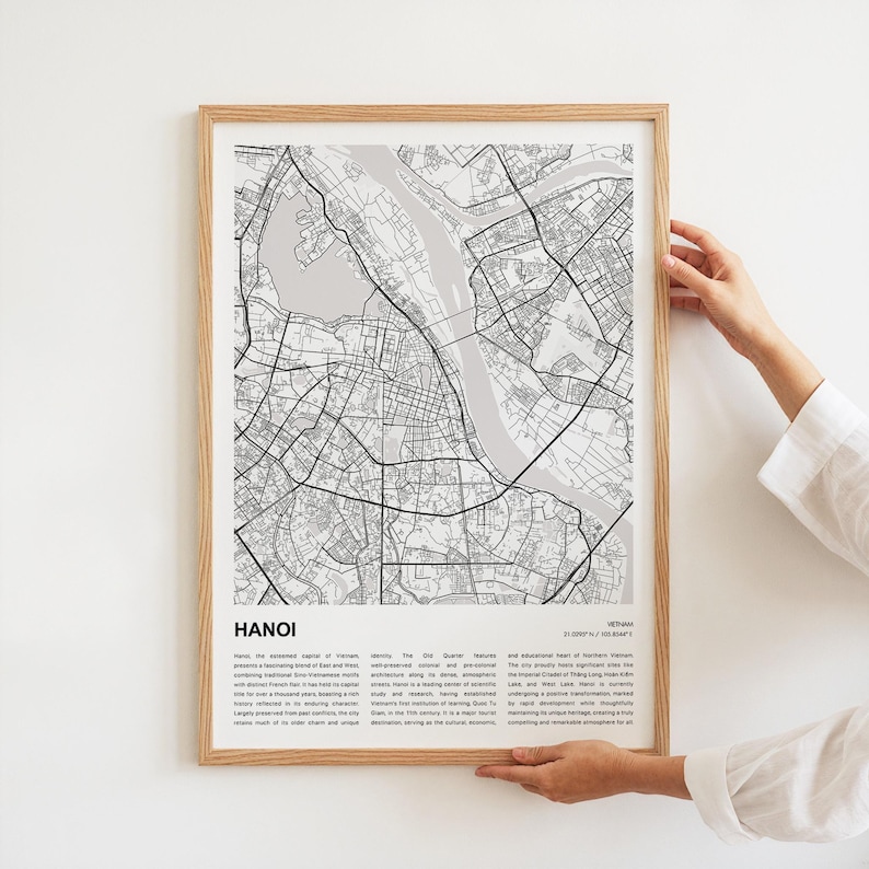 Hanoi Map Print, Hanoi Travel Map, Hanoi Wall Decor Art, Hanoi ...