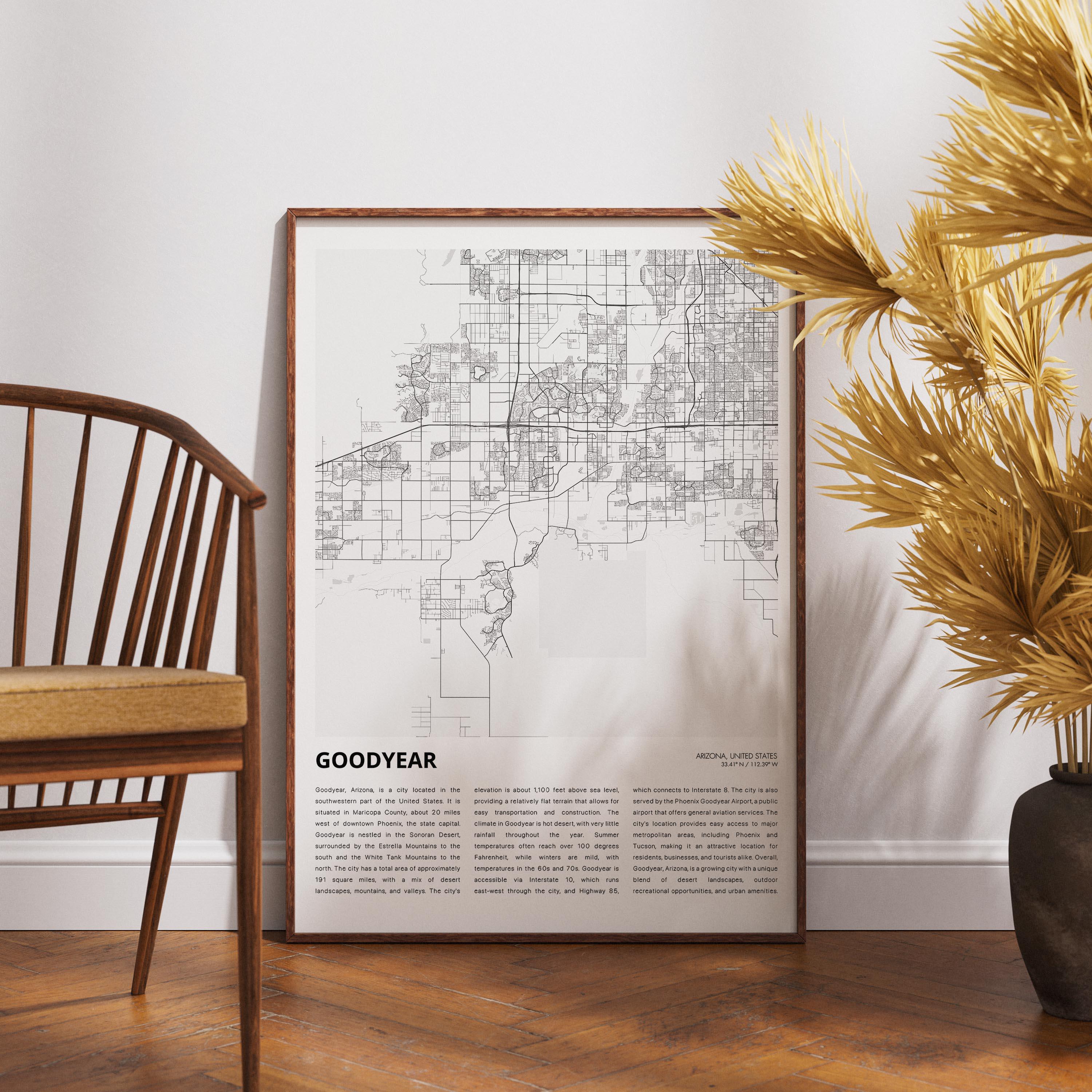 Goodyear Map Print, Goodyear Travel Map, Goodyear Wall Decor Art ...