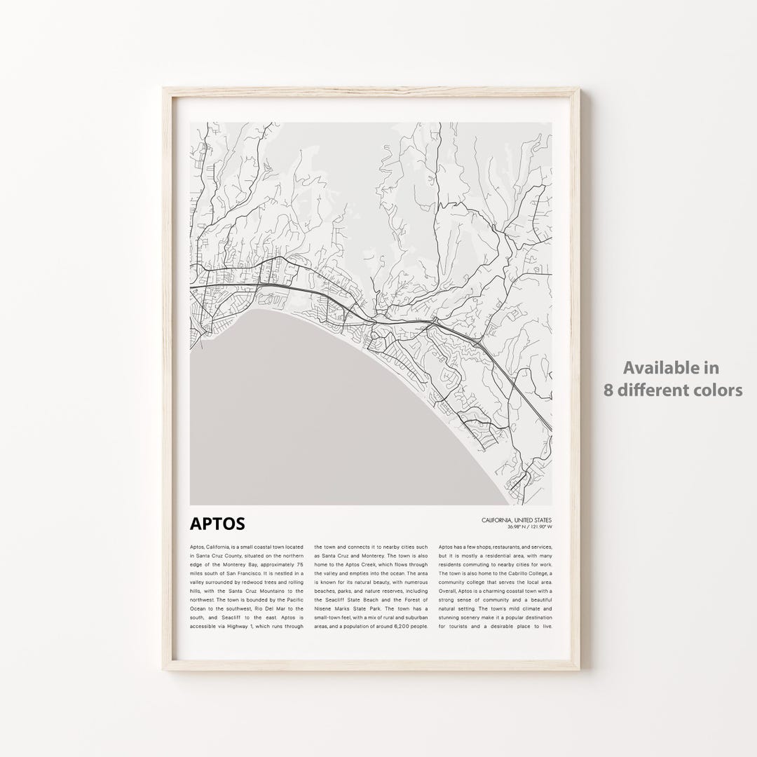 Aptos Map Print, Aptos Travel Map, Aptos Wall Decor Art, Aptos ...