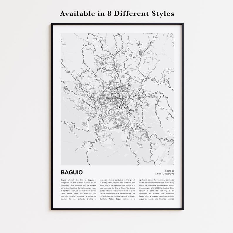 Baguio Map Print, Baguio Travel Map, Baguio Wall Decor Art, Baguio ...