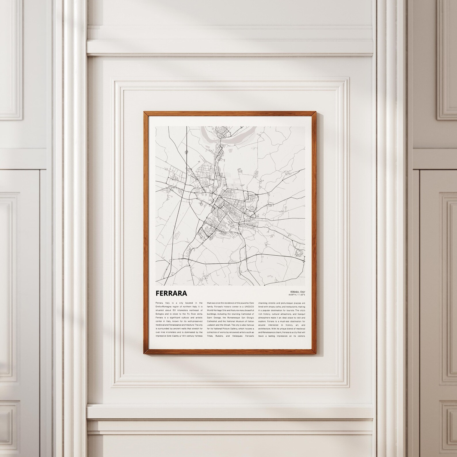 Ferrara Map Print, Ferrara Travel Map, Ferrara Wall Decor Art, Ferrara ...