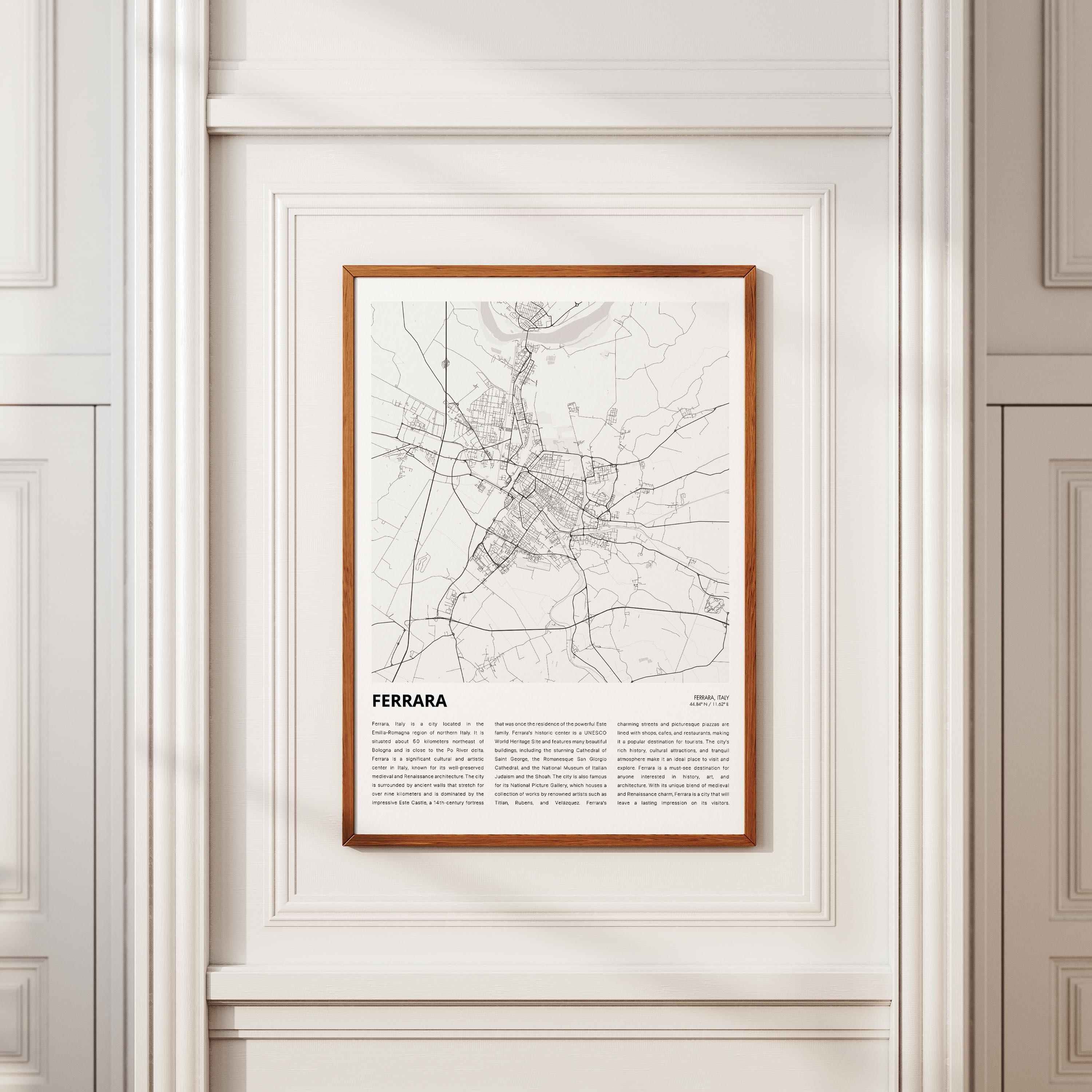 Ferrara Map Print, Ferrara Travel Map, Ferrara Wall Decor Art, Ferrara ...
