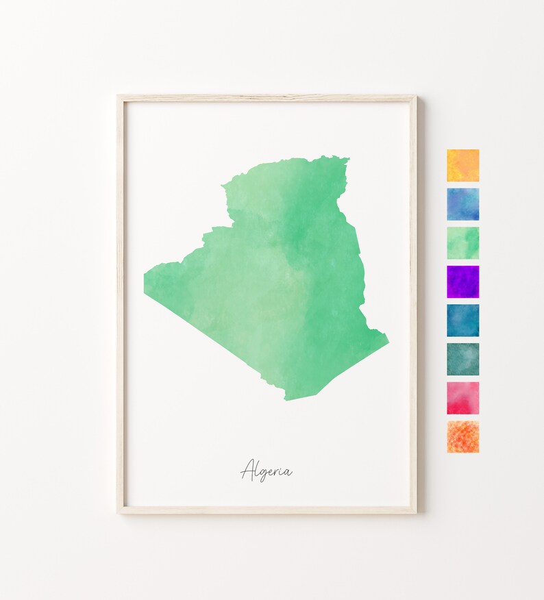 Algeria Watercolor Map, Algeria Pastel Print, Algeria Minimal Map ...