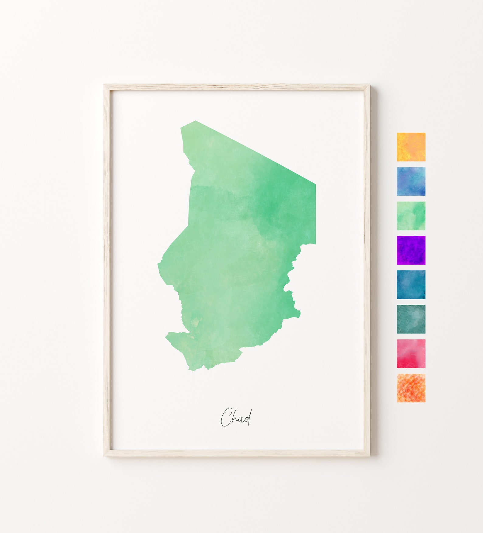 Chad Watercolor Map, Chad Pastel Print, Chad Minimal Art, Chad Wall Art ...
