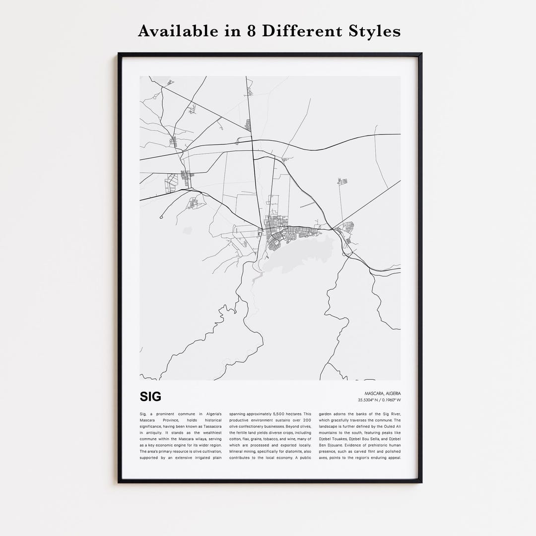 Sig Map Print, Sig Travel Map, Sig Wall Decor Art, Sig Mascara ...