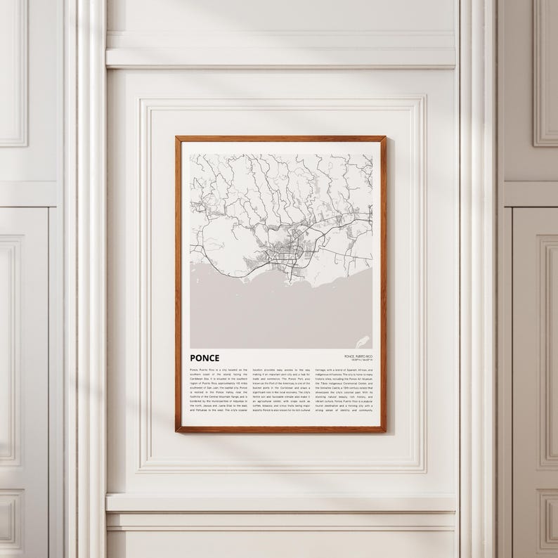 Ponce Map Print, Ponce Travel Map, Ponce Wall Decor Art, Ponce Ponce ...
