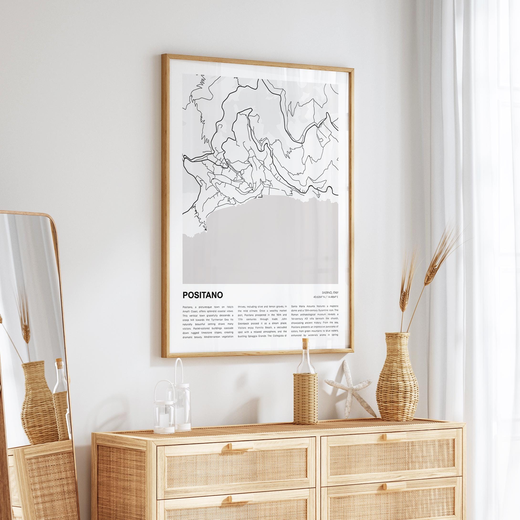 Positano Map Print, Positano Travel Map, Positano Wall Decor Art ...